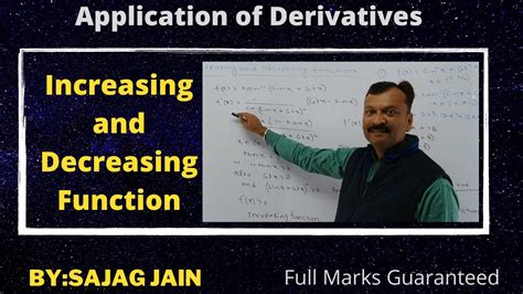 Increasing And Decreasing Function Applications Of Derivatives Cbse Class 12 Sajag Jain