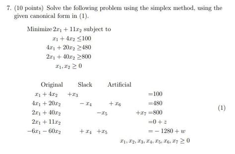 Solved 7 10 Points Solve The Following Problem Using The Chegg Com
