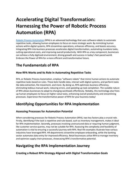 Transform Your Business With Robotic Process Automation Pptx