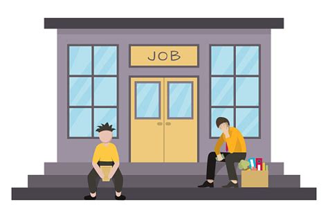 실업 위기 실업 및 직원 일자리 감소의 개념 좌절한 남자를 해고했다 플랫 벡터 그림입니다 가공의 인물에 대한 스톡 벡터 아트 및 기타 이미지 Istock