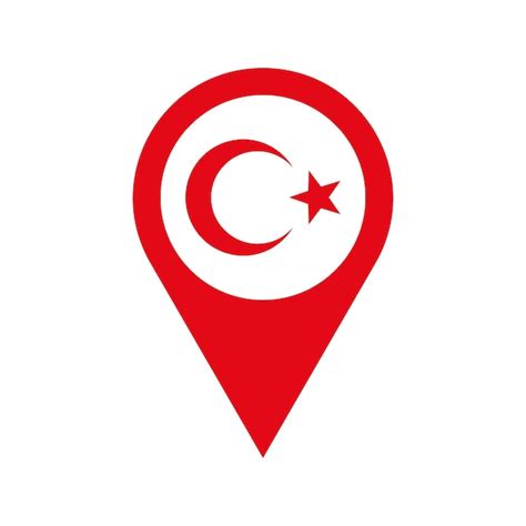 칠면조 기호로 만든 터키 위치 핀 Gps 마커는 별과 초승달 벡터 디자인 요소가 있는 빨간색 기호를 찾습니다 프리미엄 벡터