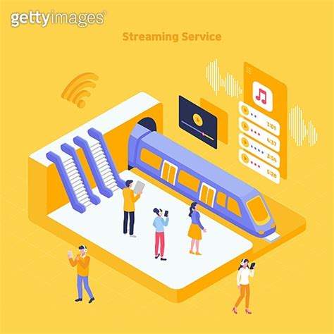 스트리밍서비스 음악 구독 Ott 인터넷 컴퓨터네트워크 스마트폰 구독서비스 지하철 대중교통 교통 영상 모든어휘 이미지 Jv12575597 게티