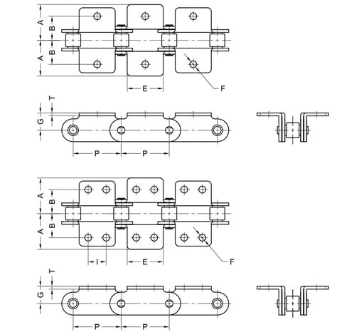 ANSI Standard Double Pitch Roller Chain - K-2 Attachment - PEER Chain