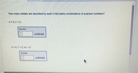 Solved How Many Orbitals Are Described By Each Of The Below Chegg Com