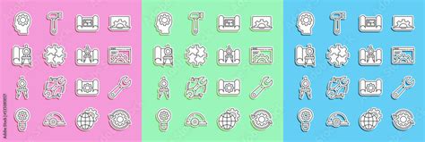 Set Line Gear And Arrows As Workflow Wrench Spanner Browser Setting