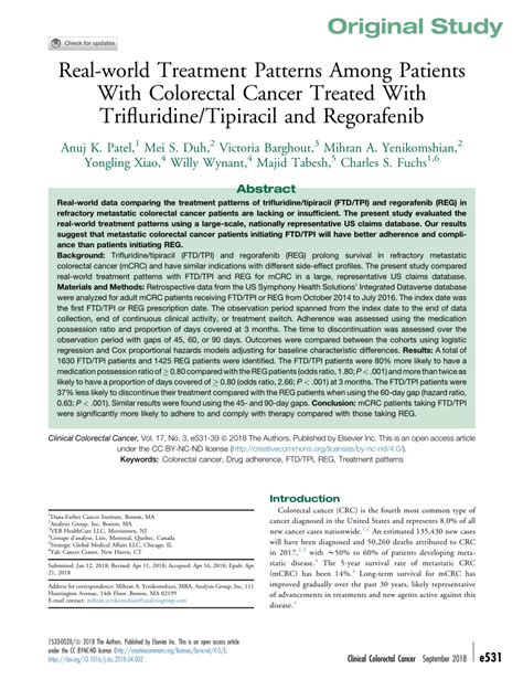 Pdf Real World Treatment Patterns Among Patients With Colorectal Cancer Treated With