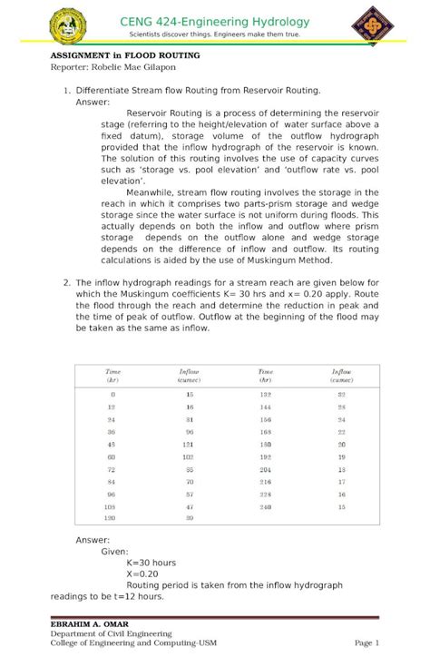 Docx Flood Routing Using Muskingum Method Dokumentips