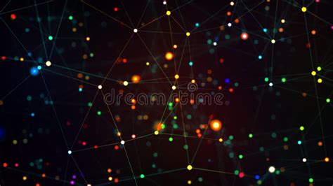 3d Colourful Geometric Animation Of A Lot Of Connected Coloured Dots An Lines Stock Video