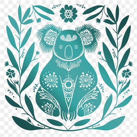 Premium Psd Psd Vector Koala Frame Art With Eucalyptus Leaves And Aussie Patterns Fo Scribble