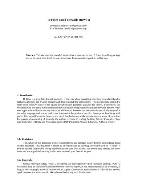 Pdf Ip Filter Based Firewalls Howto Dokumentips