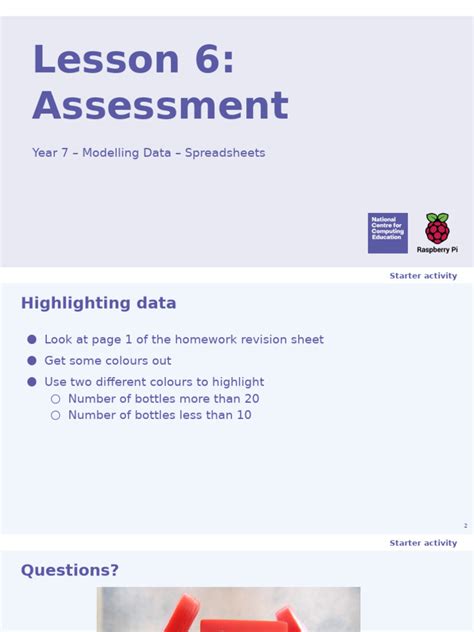 Slides Year 7 Modelling Data Spreadsheets Lesson 6 Pdf