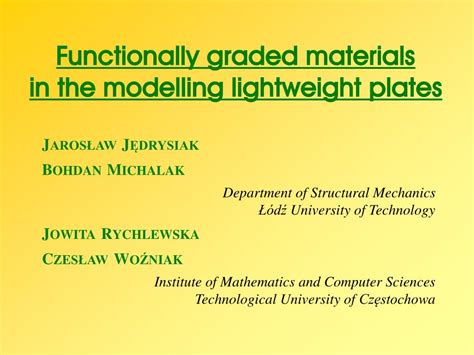 PPT Functionally Graded Materials In The Modelling Lightweight Plates PowerPoint Presentation