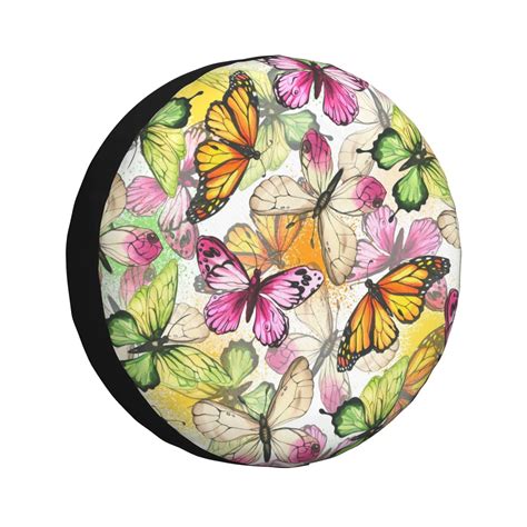 Pofeuu Butterflies2 Print Spare Tire Wheel Cover For Car Truck Suv