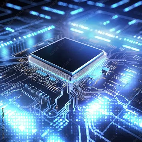 Futuristic Technology Background Advanced Mobile Microprocessor Chip Connecting With A
