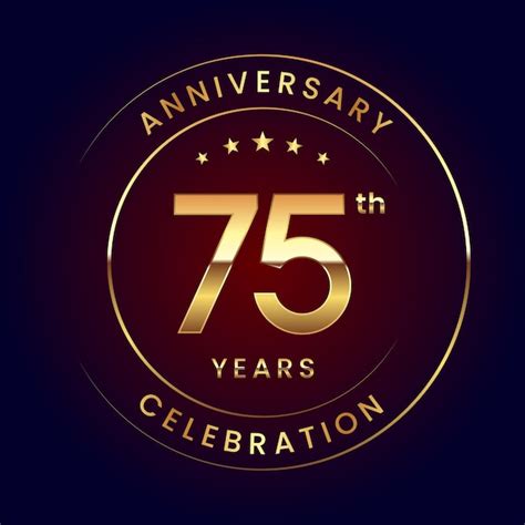 Diseño De Plantilla Del 75 Aniversario Con Anillo De Color Dorado Y