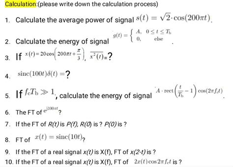 solved calculation please write down the calculation