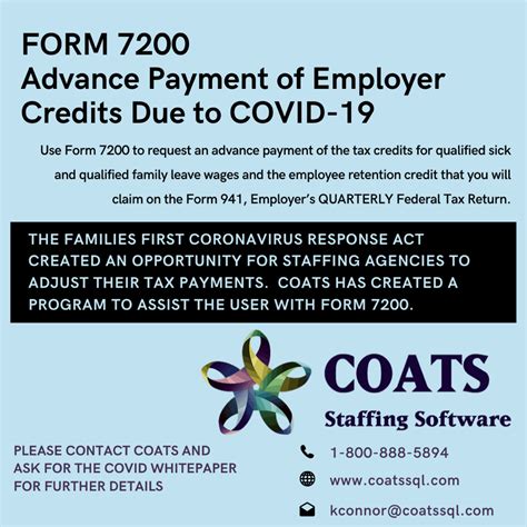 File Form 7200 To Receive Tax Credits Coats Staffing Software