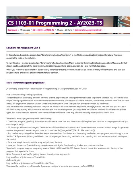 Solution For Assignment Unit CS UoPeople Studocu