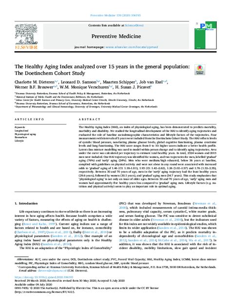 Pdf The Healthy Aging Index Analyzed Over 15 Years In The General