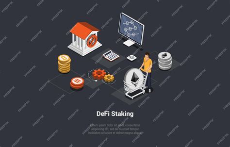 Premium Vector Blockchain Technology And Defi Staking Concept Man