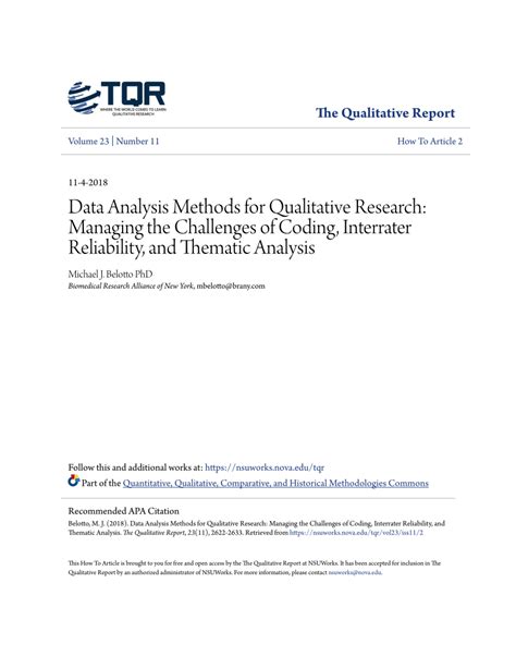 Pdf Data Analysis Methods For Qualitative Research Managing The Challenges Of Coding