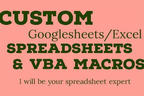 I Will Build Excel And Googlesheet Spreadsheet Macros VBA Formula For Freelancer Timothy