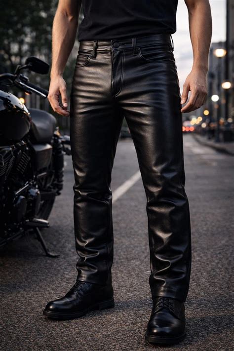 Mens Black Biker Leather Pant Genuine Leather Motorcycle Trousers