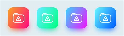 Error Folder Line Icon In Square Gradient Colors Warning Signs Vector