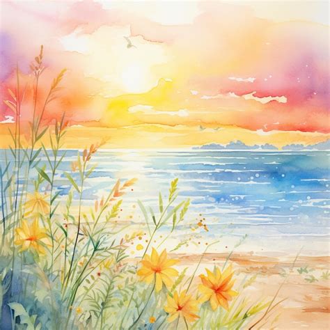 Premium Ai Image Watercolor Summer Background