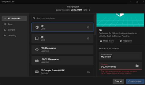The Hub Is Not Permitted To Create A Project Unity Engine Unity