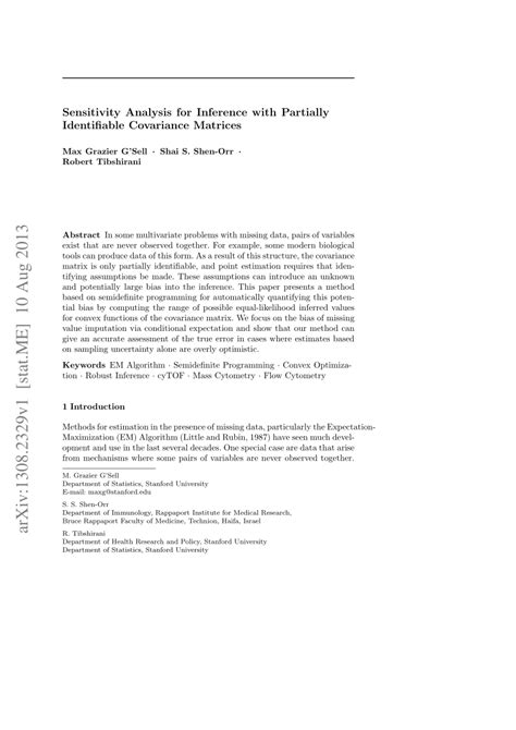 Pdf Sensitivity Analysis For Inference With Partially Identifiable