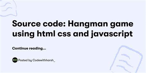 Source Code Hangman Game Using Html Css And Javascript — Codewithharsh