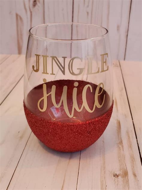 Christmas Glitter Wine Glass Etsy