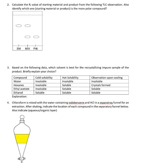 Solved 2 Calculate The Rf Value Of Starting Material And