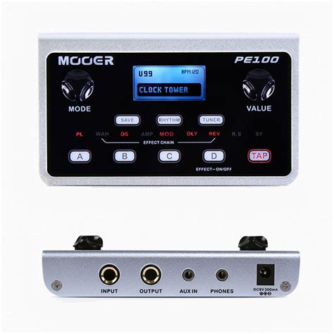 Гитарная педаль с мультиэффектным процессором Mooer Pe100 40 барабанных ритмов 10 метрономов