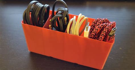 Gridfinity 4 Compartment Usb Cable Bin Hollow Bottom For Space By Khelos Download Free Stl