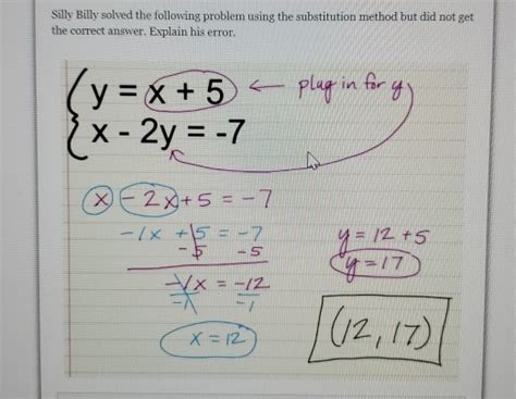 Solved Silly Billy Solved The Following Problem Using The Substitution