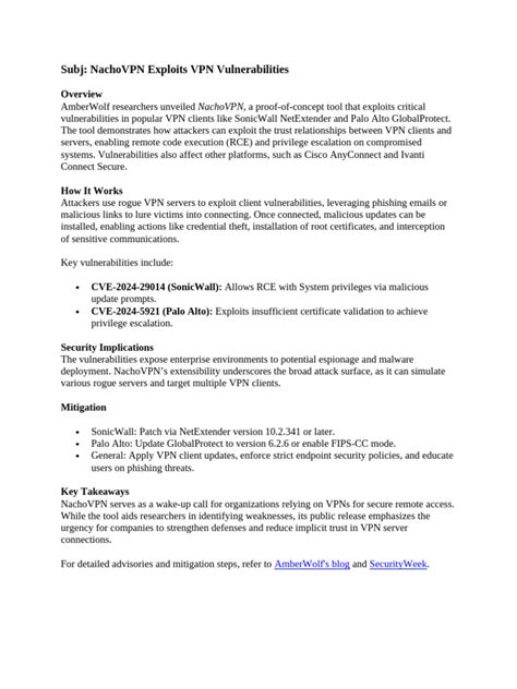 Nachovpn Exploits Vpn Vulnerabilities Pdf Exploit Computer