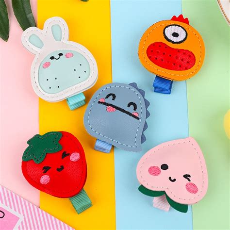 4 Pcs 여름 어린이 만화 패턴 의류 배낭 Pu 안티 모기 클립 모기 구충제 버클 스타일 이모티콘 딸기