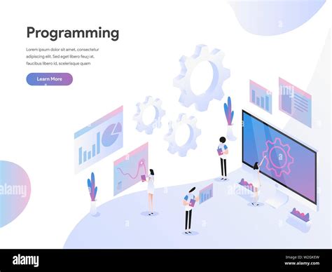 Landing Page Template Of Computer Programming Isometric Illustration