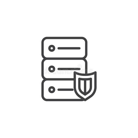 Database With Shield Line Icon Outline Vector Sign Linear Style