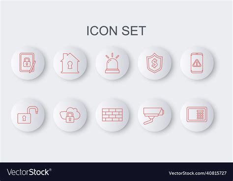 Set Line Safe Open Padlock Motion Sensor Vector Image