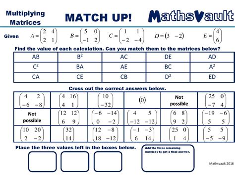 Matrices Worksheet With Answers Pdf Db Excel Com
