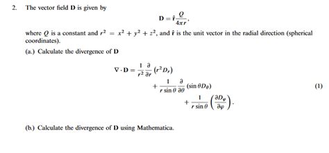 solved 2 the vector field d is given by d f e 으 4r where q