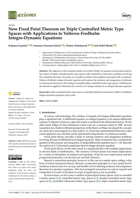 Pdf New Fixed Point Theorem On Triple Controlled Metric Type Spaces