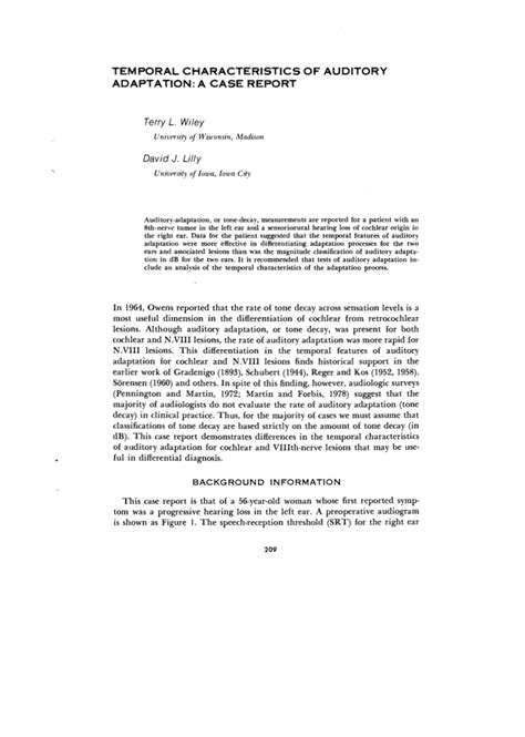 Pdf Temporal Characteristics Of Auditory Adaptation