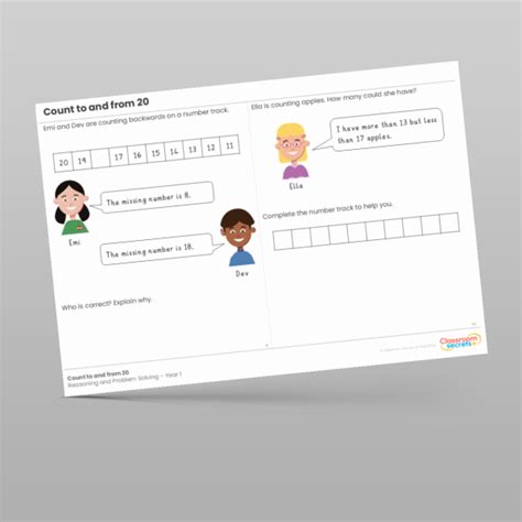 Year 1 Count To And From 20 Reasoning And Problem Solving Resource