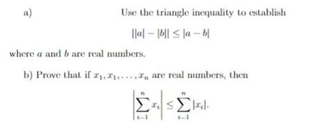 Solved A Use The Triangle Inequality To Establish Chegg