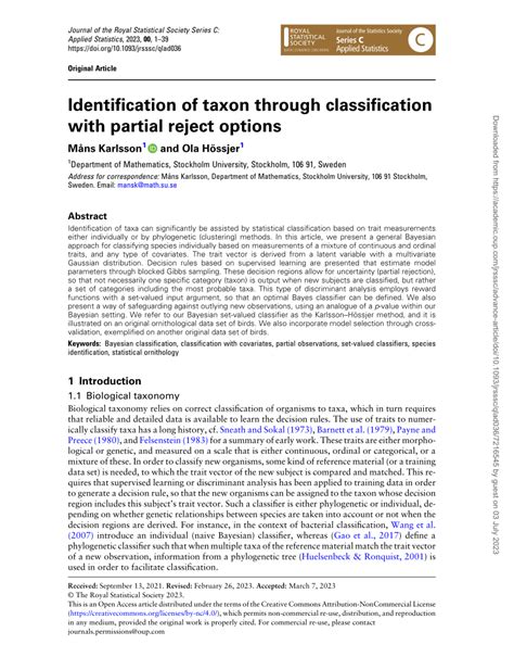 Pdf Identification Of Taxon Through Classification With Partial