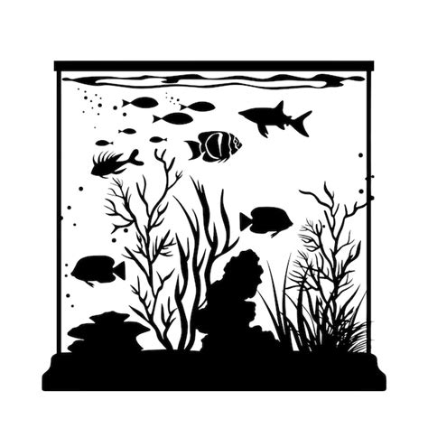 Vector Silhouette Of A Aquarium Premium Ai Generated Vector
